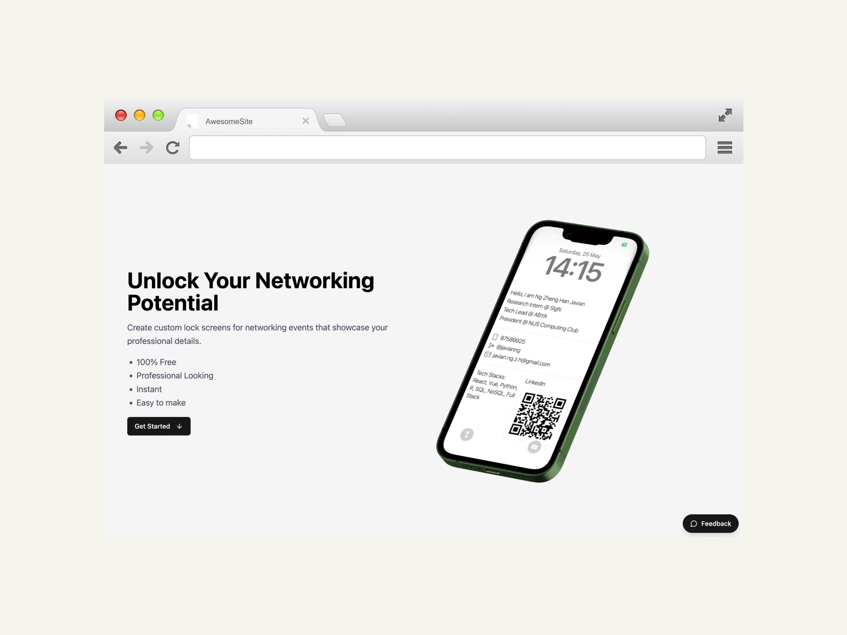 Networking Lock Screen Generator | Javian Ng Portfolio